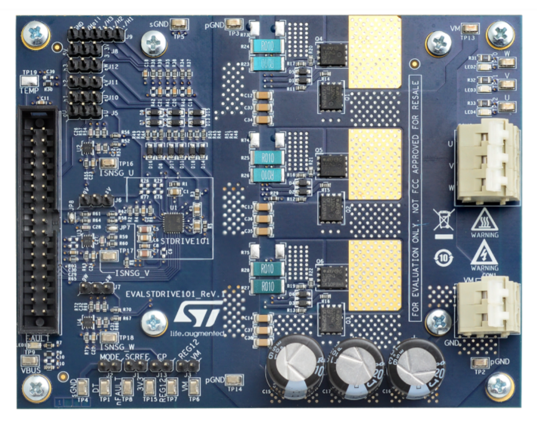 EVALSTDRIVE101: 6 ~ 75 V @ 20A rms, 3-Phase, BLDC Gate Driver